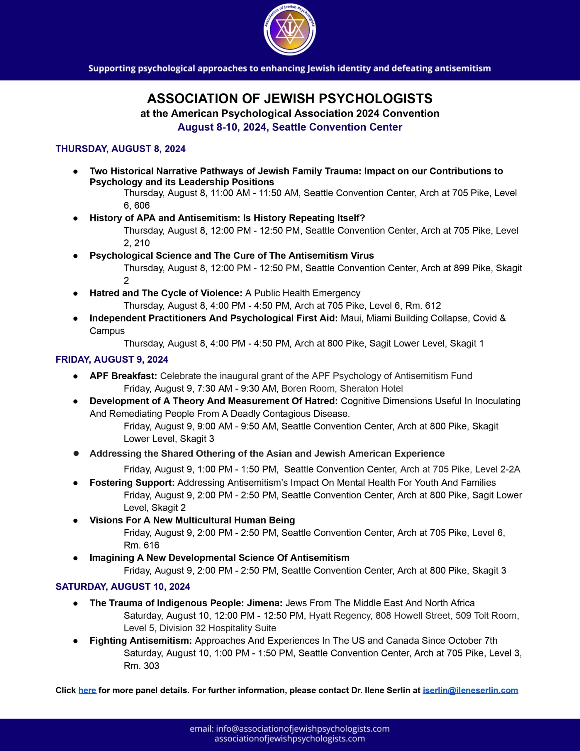 ASSOCIATION OF JEWISH PSYCHOLOGISTS at the American Psychological ...