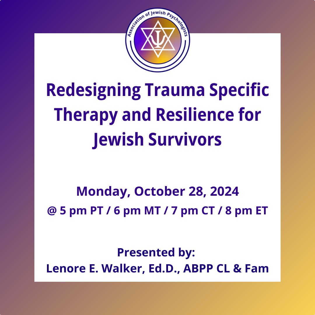 Redesigning Trauma Specific Therapy and Resilience for Jewish Survivors ...