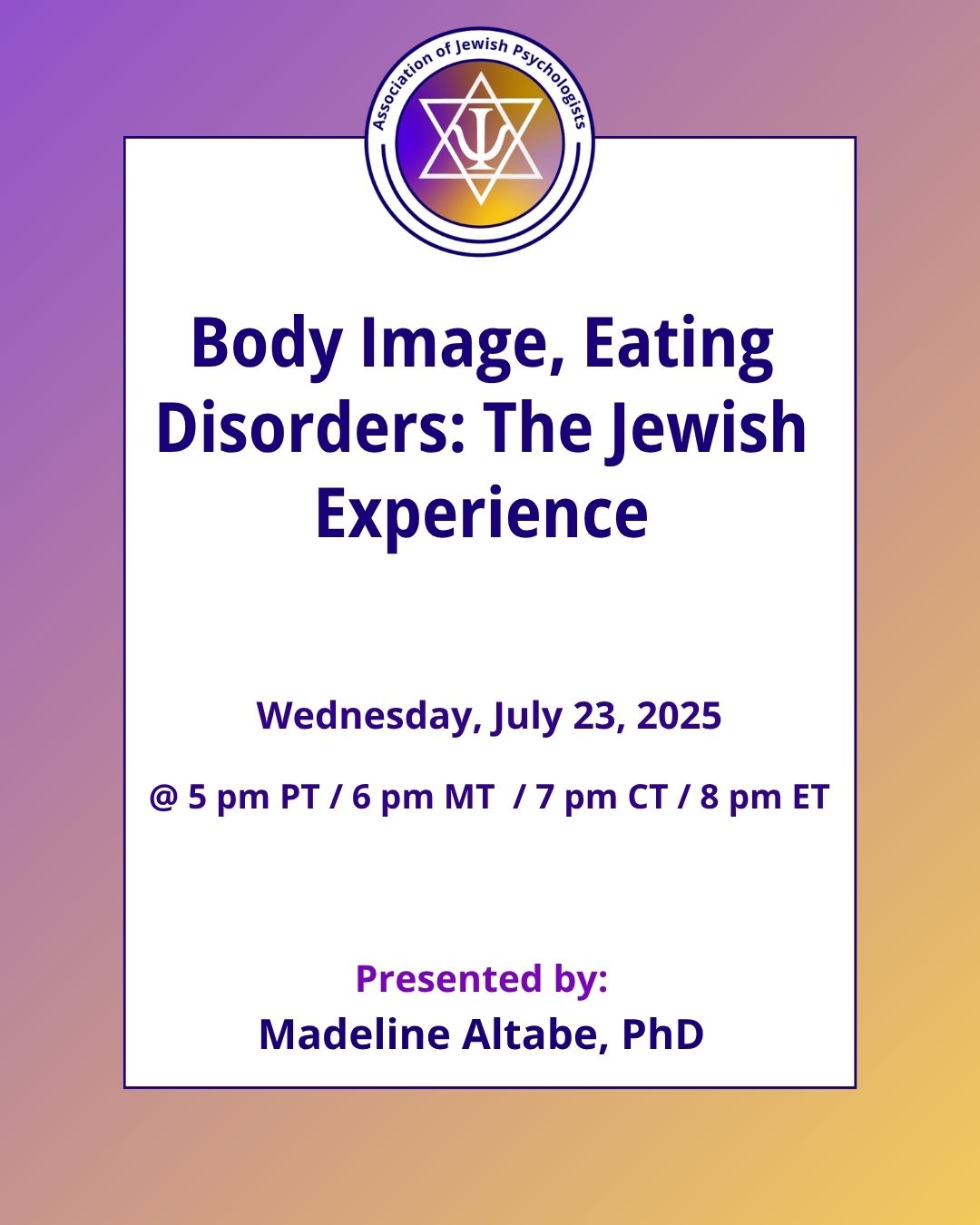 Body Image, Eating Disorders: The Jewish Experience - Association of ...