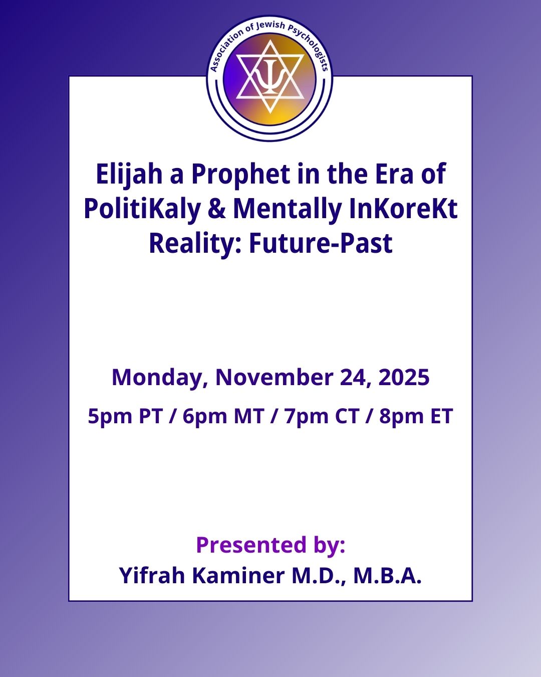 Elijah a Prophet in the Era of PolitiKaly & Mentally InKoreKt Reality ...